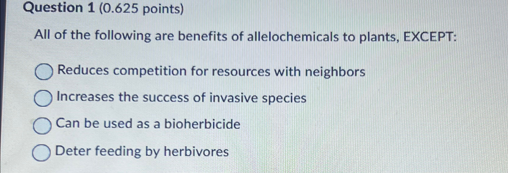 Solved Question 1 ( 0.625 ﻿points)All of the following are | Chegg.com