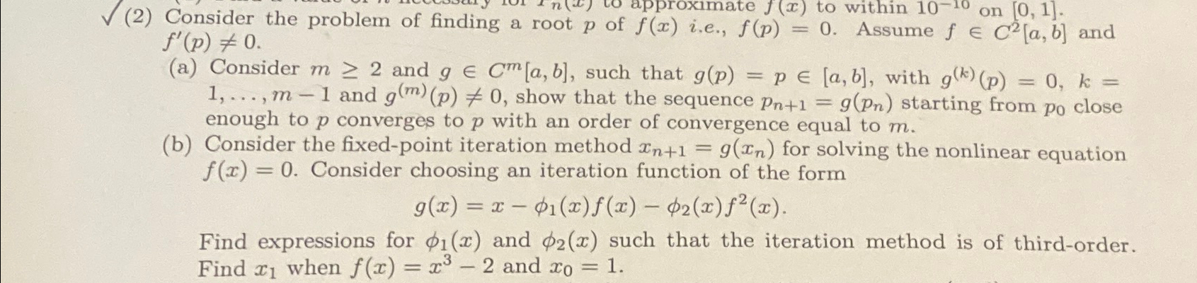 ?2(2) ﻿Consider the problem of finding a root p | Chegg.com