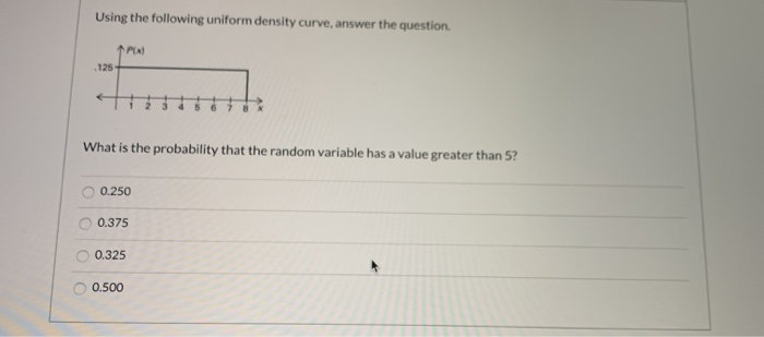 Solved Using the following uniform density curve, answer the | Chegg.com