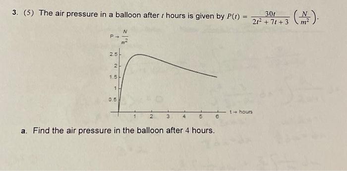 Solved 3. (5) The air pressure in a balloon after t hours is | Chegg.com