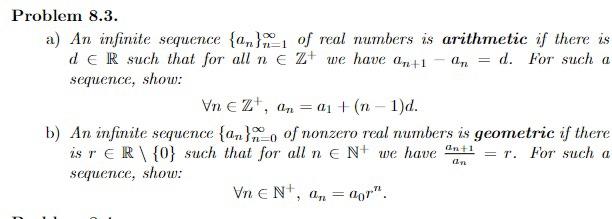 Solved a) An infinite sequence {an}n=1∞ of real numbers is | Chegg.com