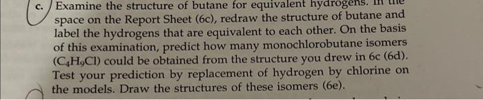 Solved Examine the structure of butane for equivalent | Chegg.com