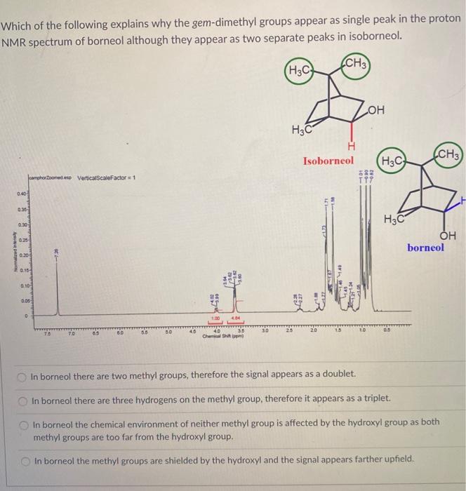 Solved Which of the following explains why the gem-dimethyl | Chegg.com