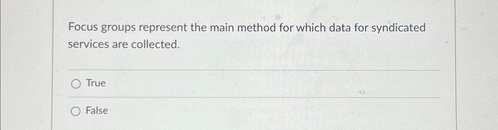 Solved Focus groups represent the main method for which data | Chegg.com