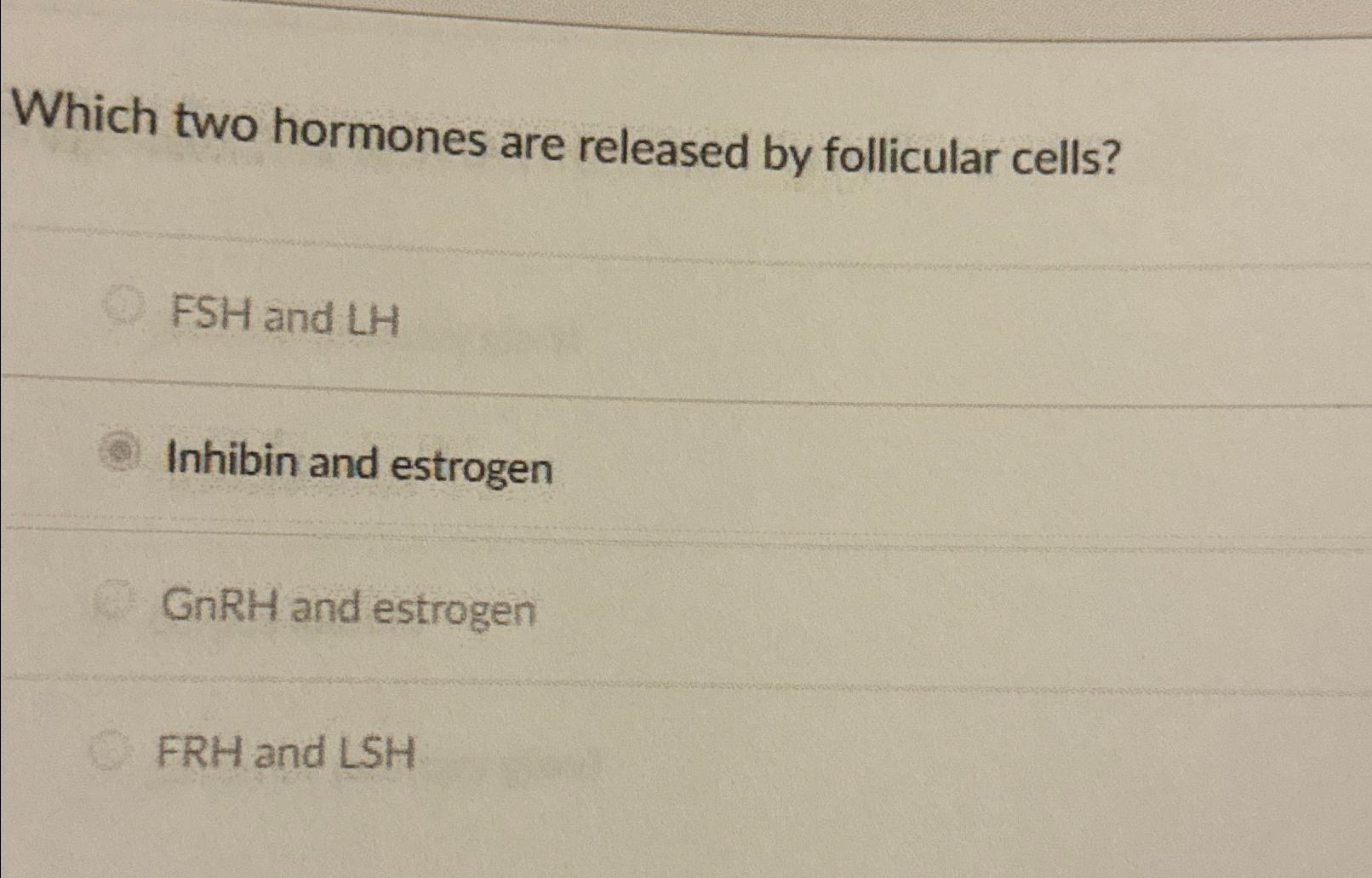 Solved Which two hormones are released by follicular | Chegg.com
