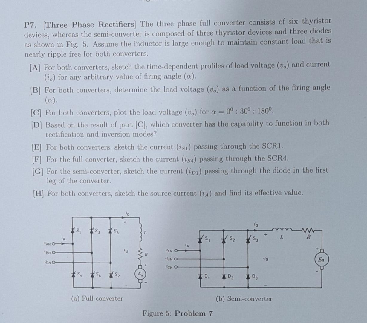 Solved P7. [Three Phase Rectifiers] The three phase full | Chegg.com