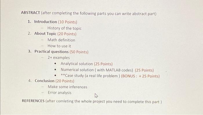 Solved ABSTRACT (after completing the following parts you | Chegg.com