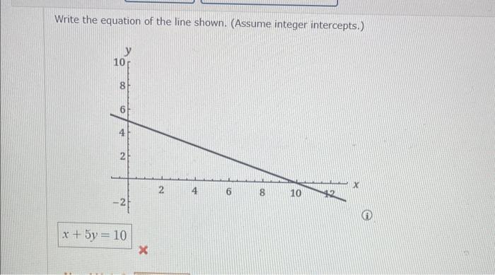 Solved Write the equation of the line shown. (Assume integer | Chegg.com