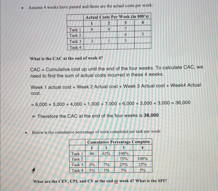 Solved I only need WHAT ARE THE CEV, CPI, AND CV at the end | Chegg.com