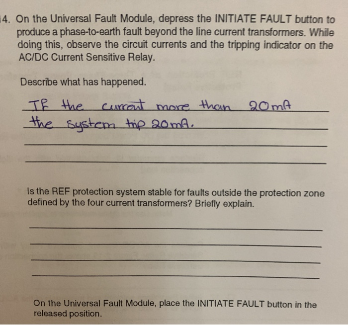 Solved 4. On the Universal Fault Module, depress the | Chegg.com