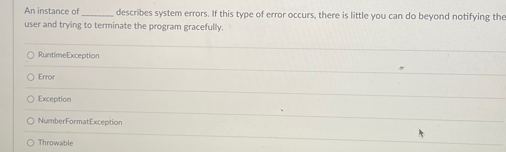 Solved An instance of describes system errors. If this type | Chegg.com