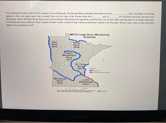 Solved The continental divides result in the five largest | Chegg.com