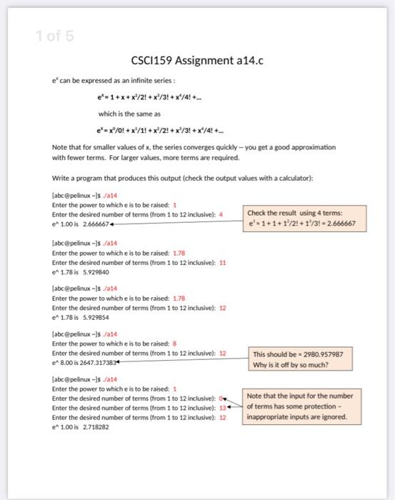 Solved CSCl159 Assignment a14.c ex can be expressed as an | Chegg.com