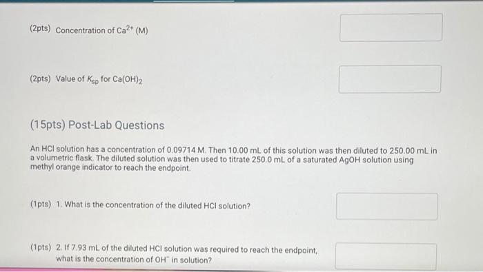 Solved (2pts) Determination of a Solubility Product Constant | Chegg.com