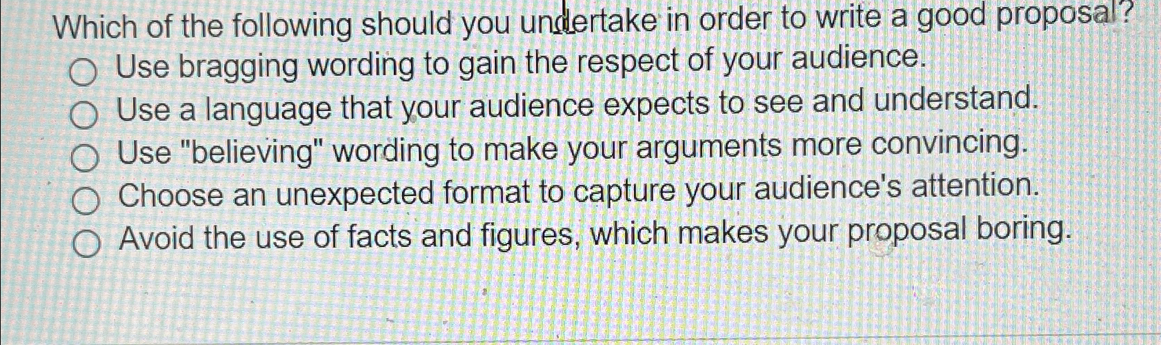 Solved Which of the following should you undlertake in order | Chegg.com