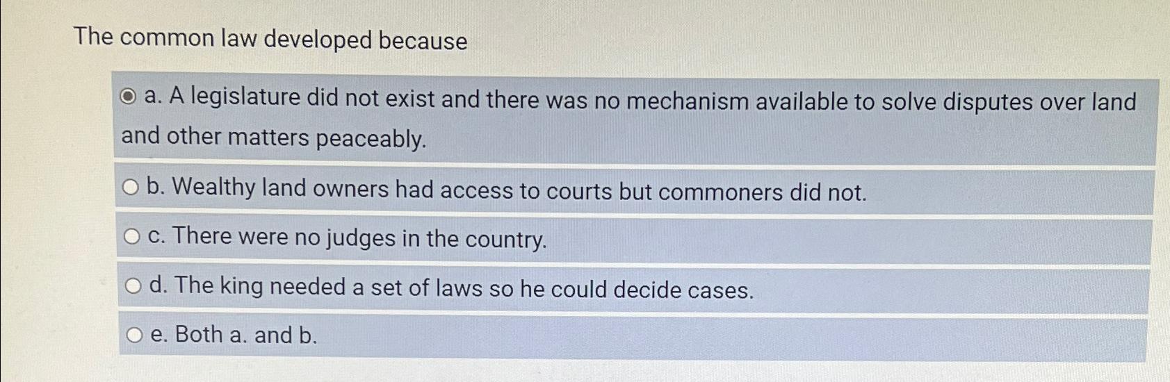 Solved The common law developed becausea. ﻿A legislature did | Chegg.com