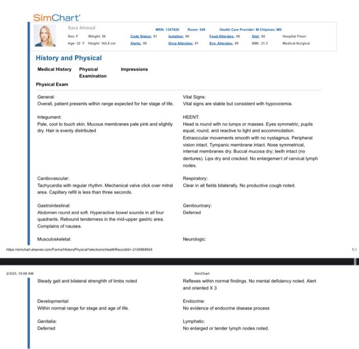 Solved Nursing Diagnosis of Ineffective Tissue perfusion to | Chegg.com