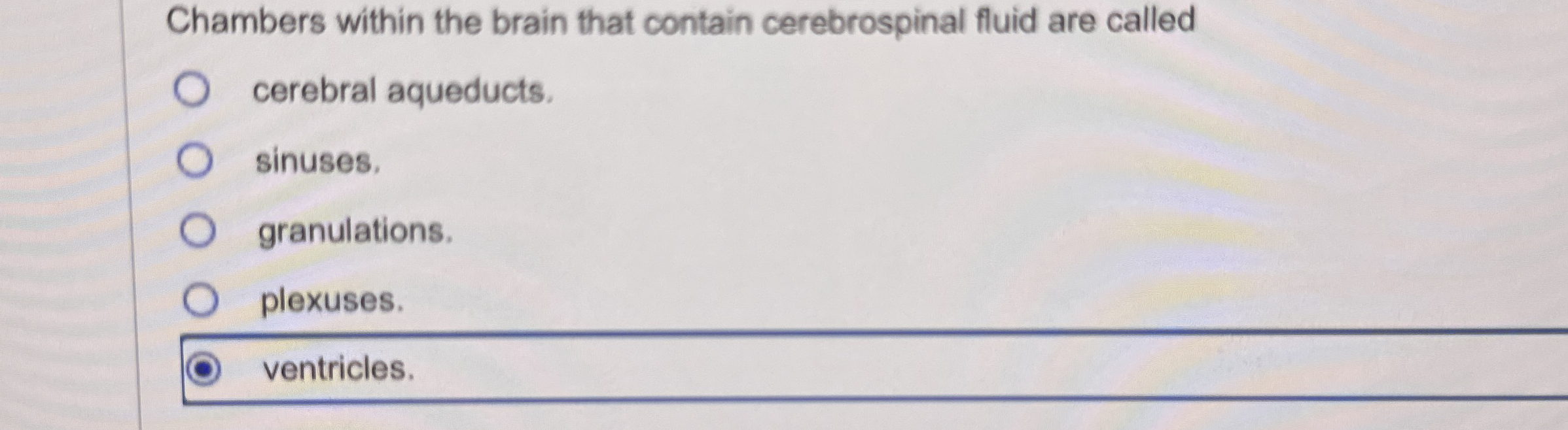 Solved Chambers within the brain that contain cerebrospinal | Chegg.com