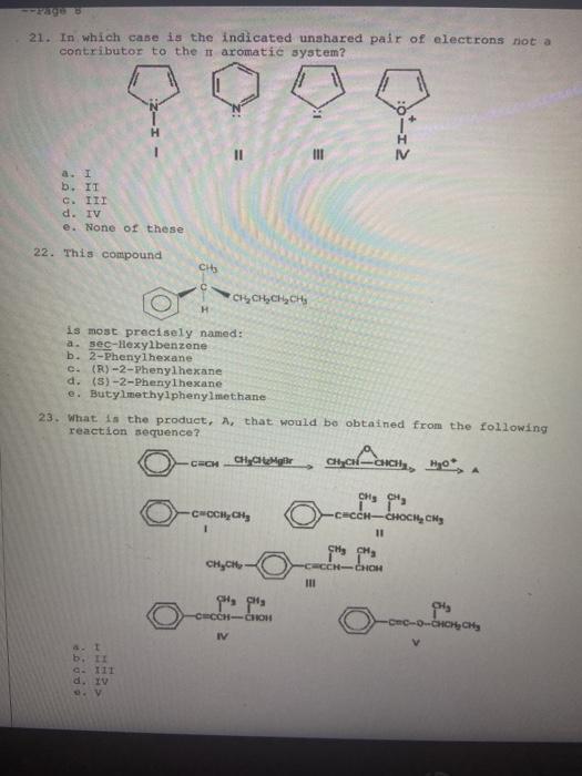 Solved 21. In which case is the indicated unshared pair of | Chegg.com
