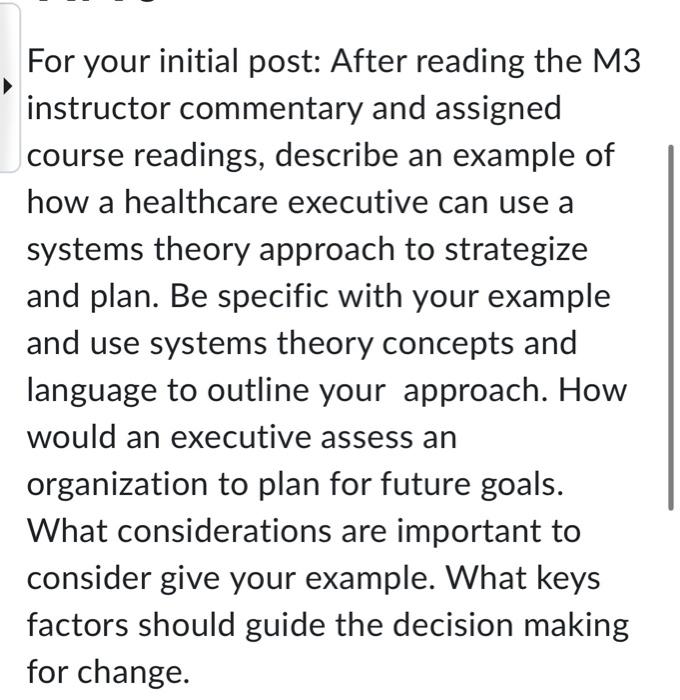 For your initial post: After reading the M3 | Chegg.com