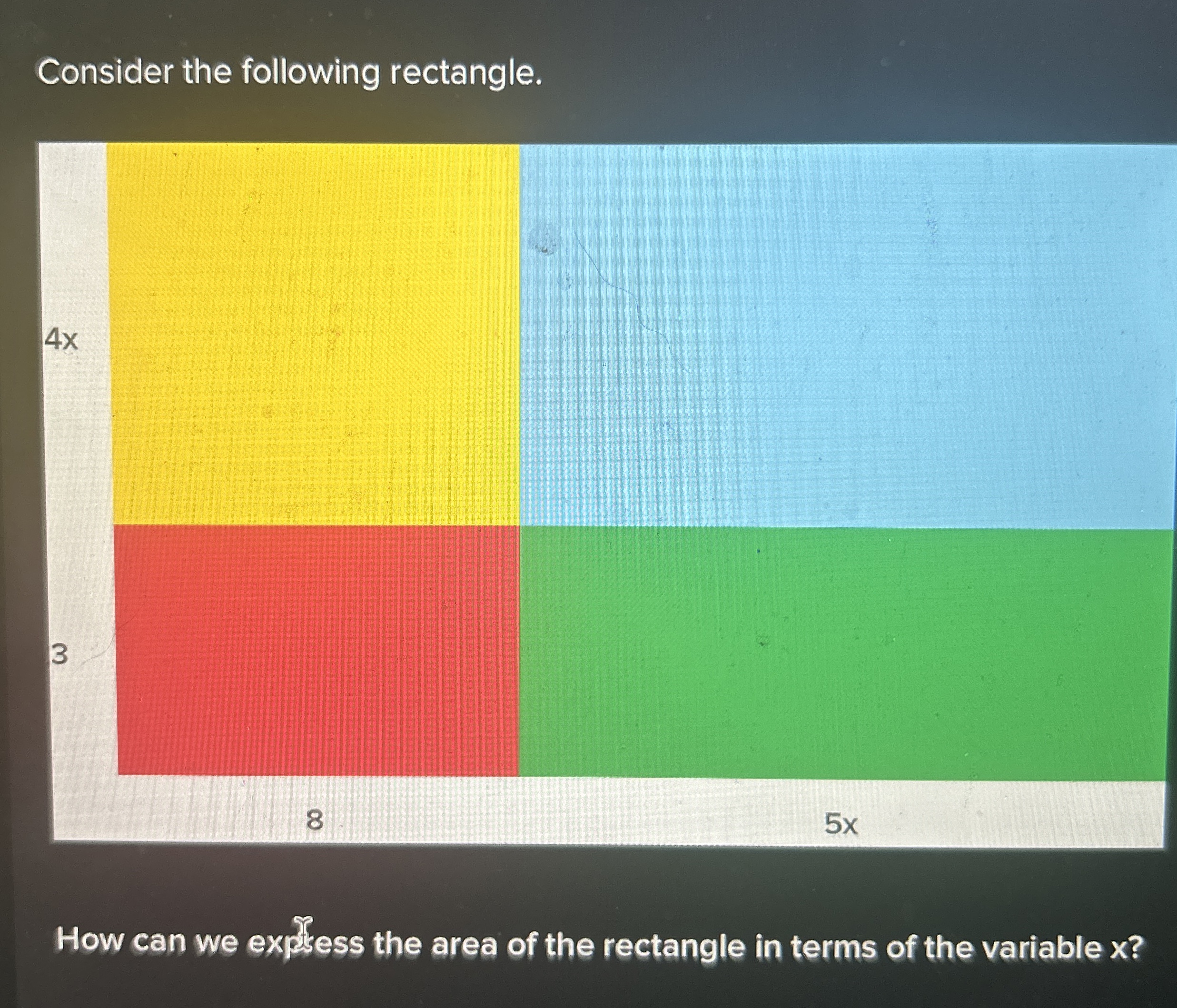 Solved Consider the following rectangle.How can we expess | Chegg.com