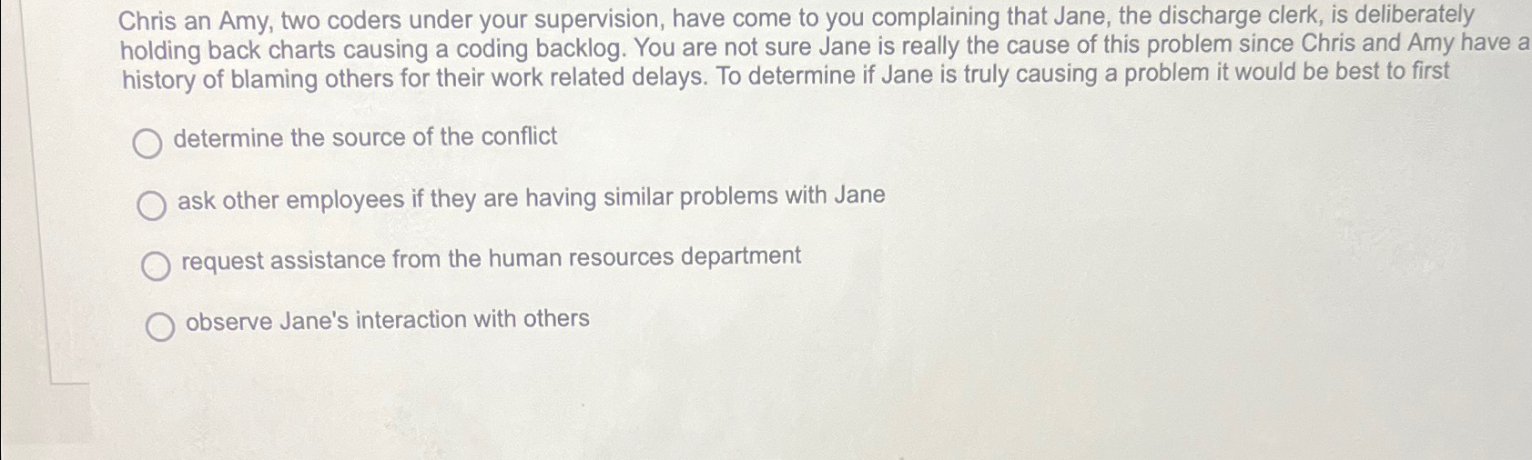 Solved Chris an Amy, two coders under your supervision, have | Chegg.com