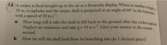 Solved 15 A rocket is fired straight up in the air at a | Chegg.com