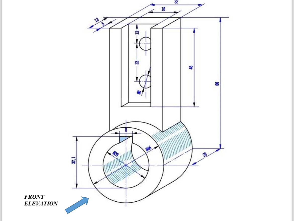 use autocad to draw front view top view and left view | Chegg.com