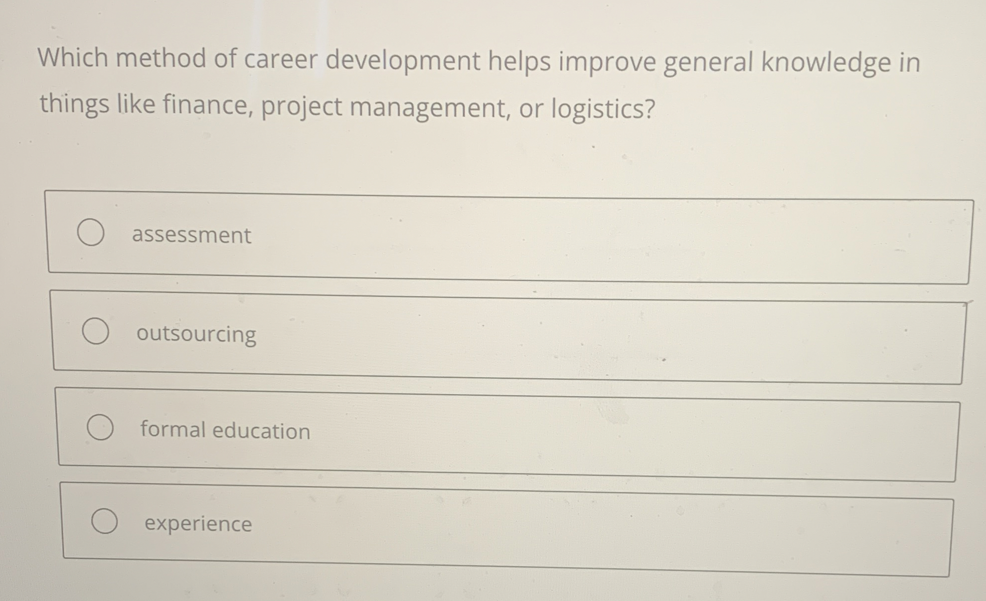 Solved Which method of career development helps improve | Chegg.com