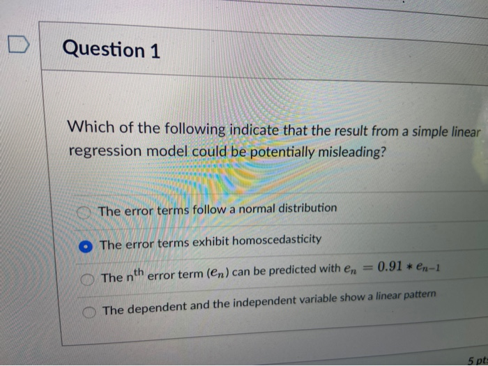 Solved Question 1 Which of the following indicate that the | Chegg.com