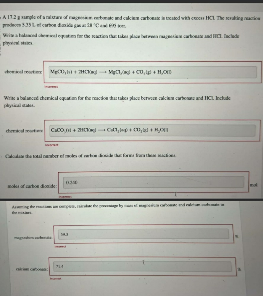 Solved A 17.2g ﻿sample of a mixture of magnesium carbonate | Chegg.com