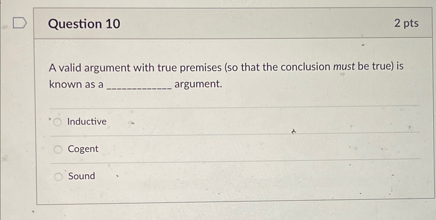 Solved Question 102 ﻿ptsA valid argument with true premises | Chegg.com