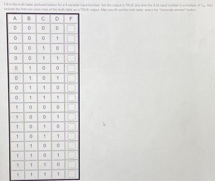 Solved Fill in the truth table (pictured below) for a | Chegg.com