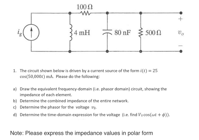 Solved 100.12 + + 4 mH 80 nF & 5000 vo 1. The circuit shown | Chegg.com