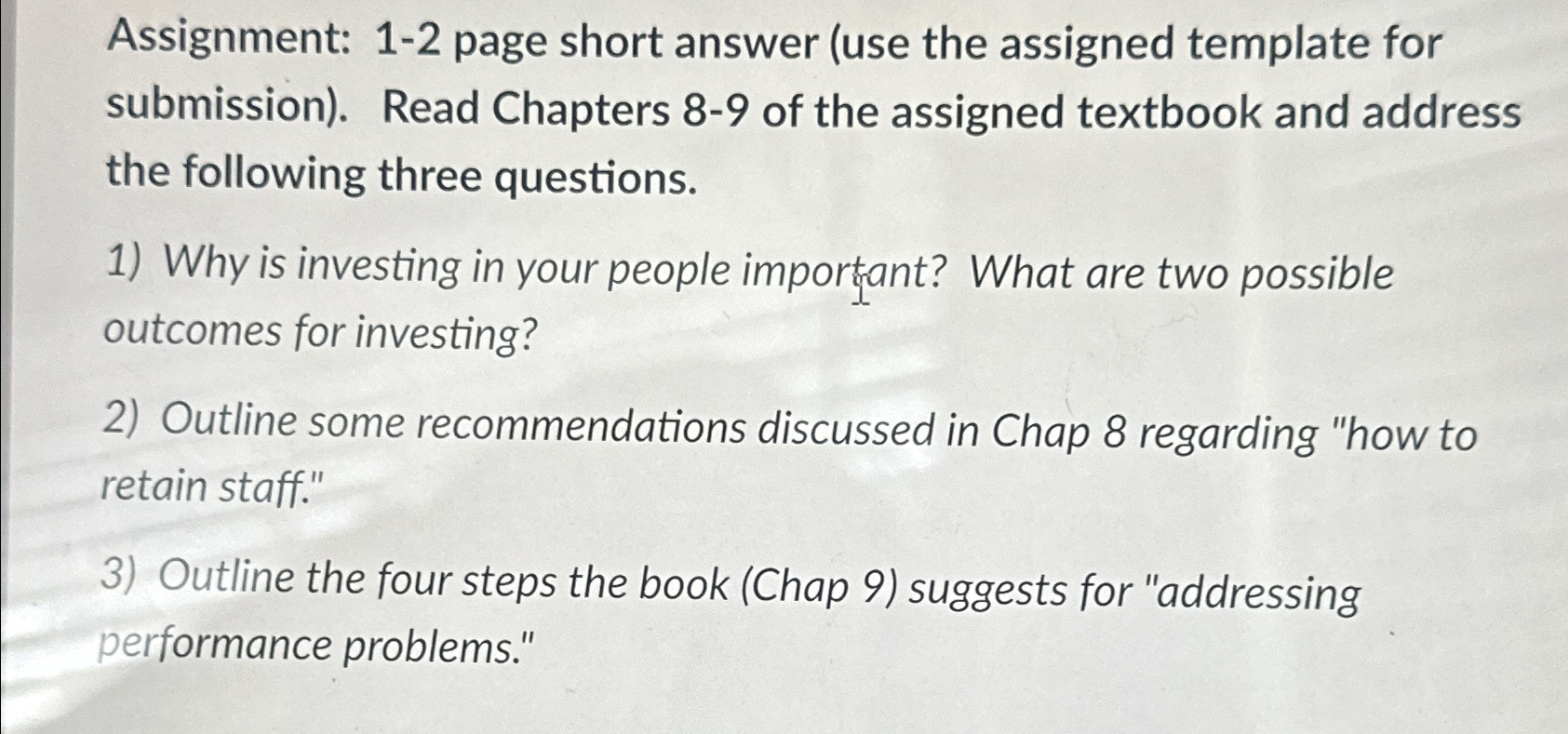 Solved Assignment: 1-2 ﻿page short answer (use the assigned | Chegg.com