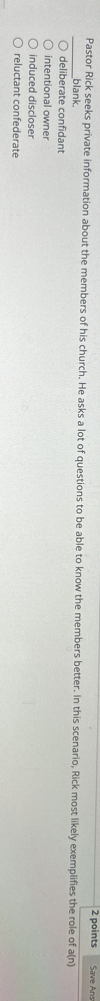 Solved Pastor Rick seeks private information about the | Chegg.com
