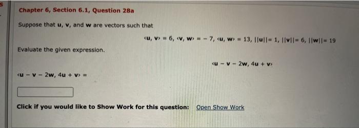 Solved Chapter 6, Section 6.1, Question 28a Suppose that u, | Chegg.com