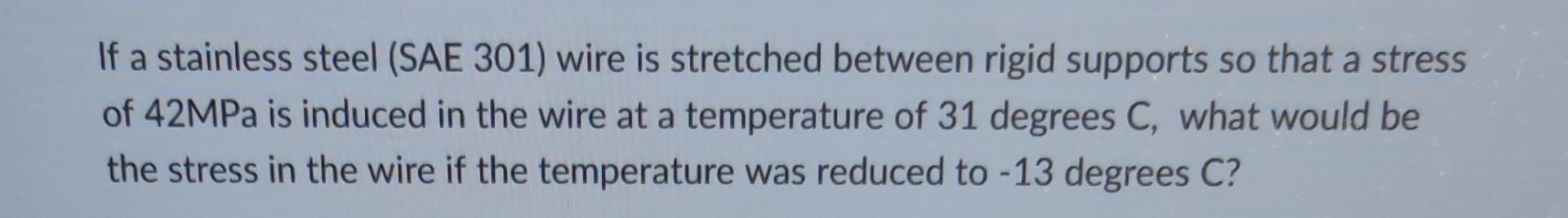 Solved If a stainless steel (SAE 301) wire is stretched | Chegg.com