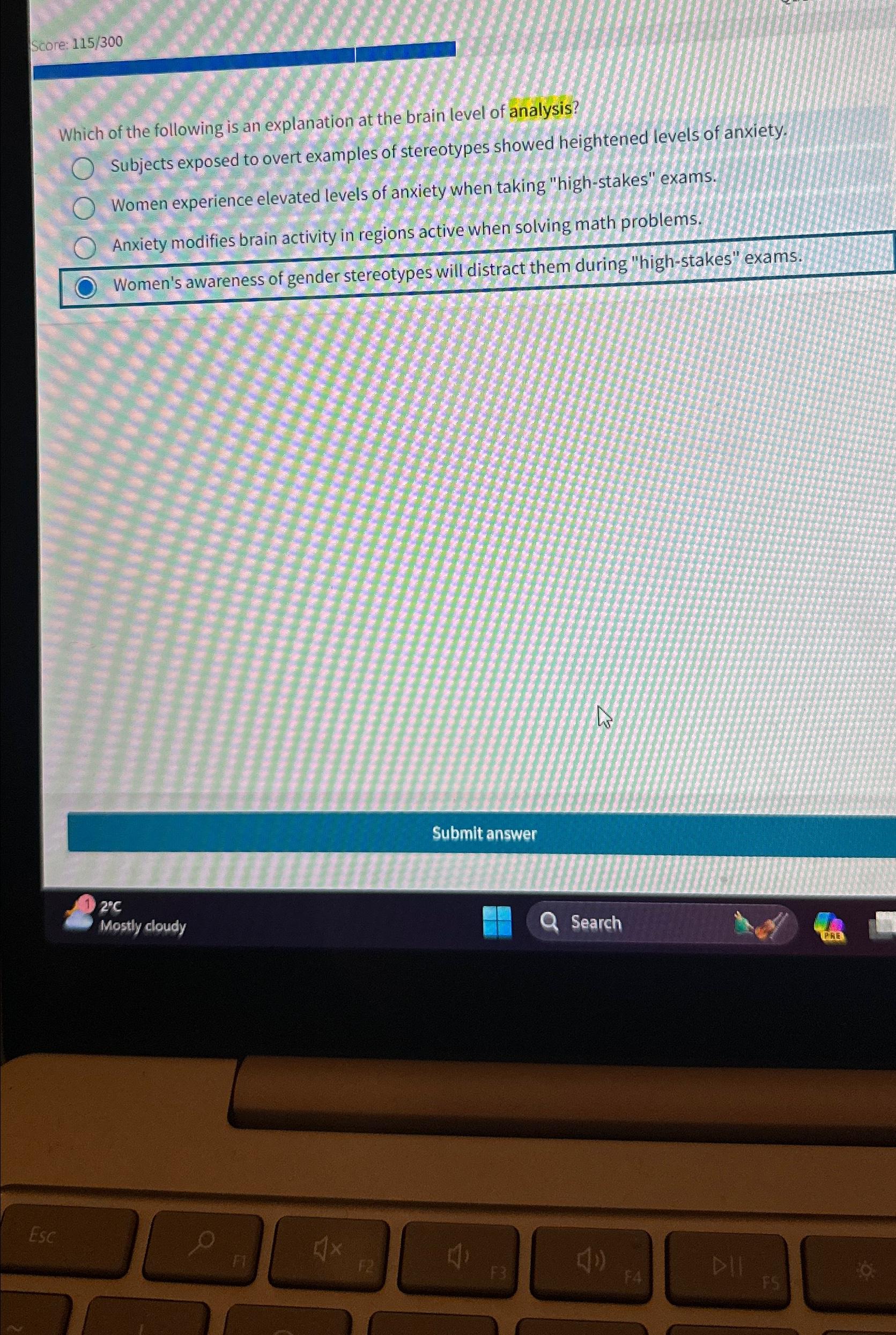 Solved Score: 115300Which of the following is an explanation | Chegg.com