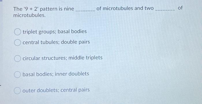 Solved of microtubules and two of The '9 + 2' pattern is | Chegg.com
