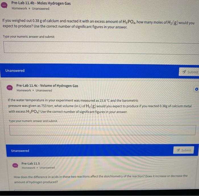 Solved Pre-Lab 11.4b - Moles Hydrogen Gas Homework. | Chegg.com