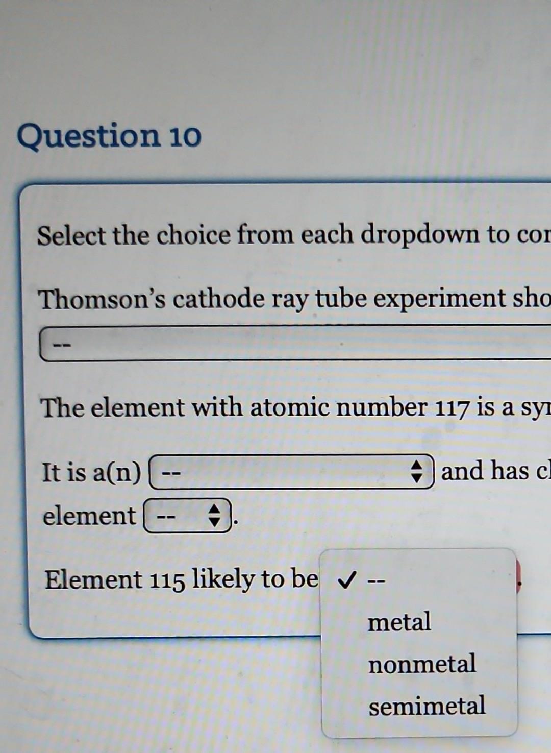 Solved Select the choice from each dropdown to correctly | Chegg.com