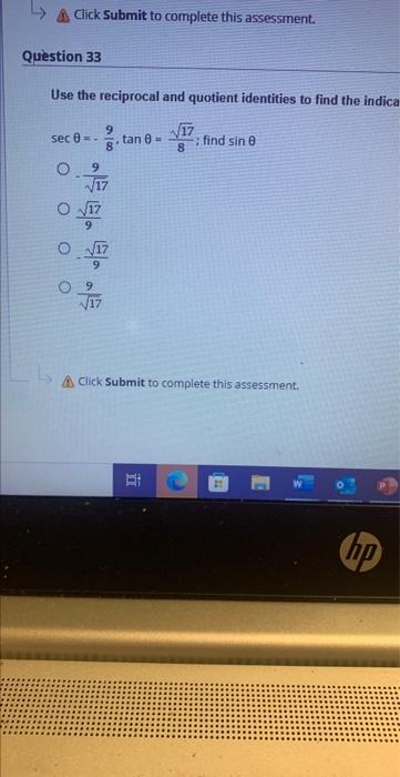 Solved Use the reciprocal and quotient identities to find | Chegg.com