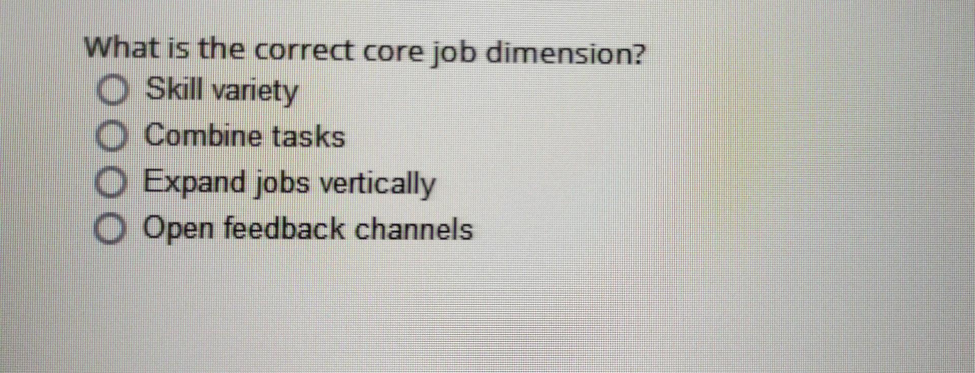 Solved What is the correct core job dimension? O Skill | Chegg.com