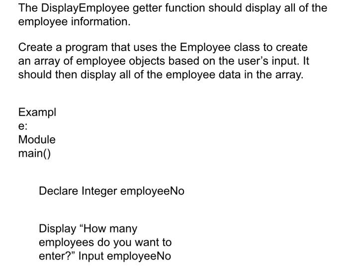 Solved Create an employee class based on this UML class | Chegg.com