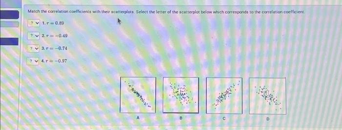 Solved Match the correlation coefficients with their | Chegg.com