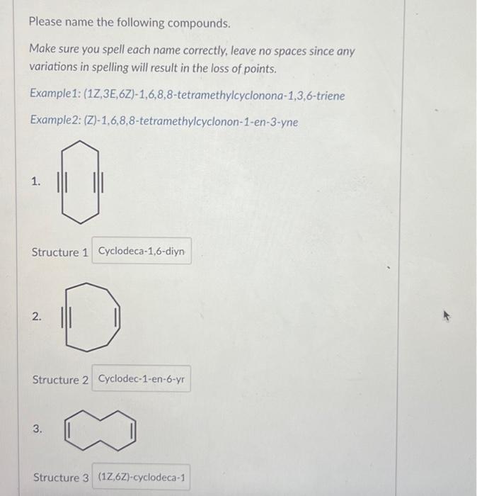 Solved Please name the following compounds. Make sure you | Chegg.com