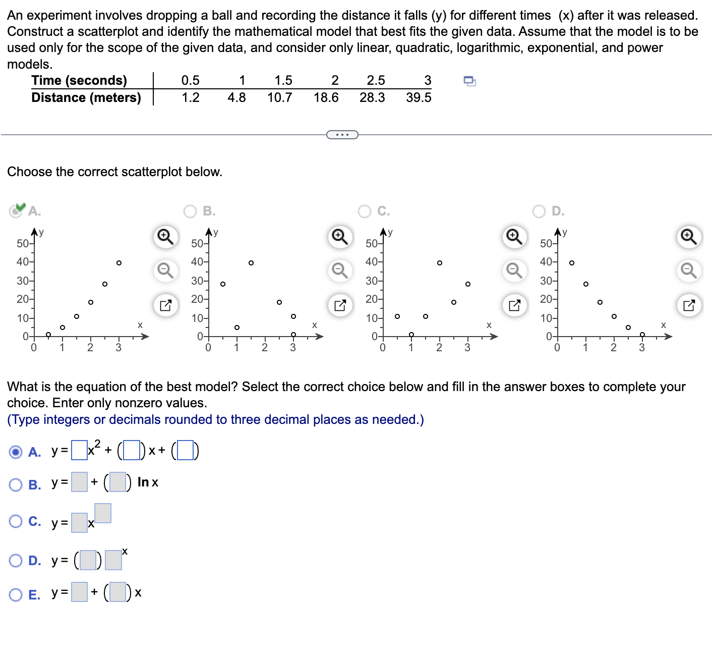 Solved An experiment involves dropping a ball and recording | Chegg.com