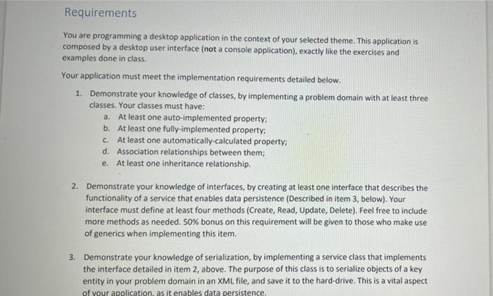 Requirements You are programming a desktop | Chegg.com