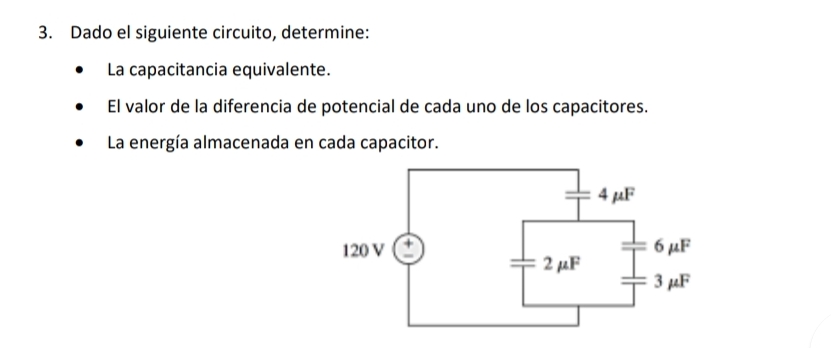 Solved Dado el siguiente circuito, determine:La capacitancia | Chegg.com